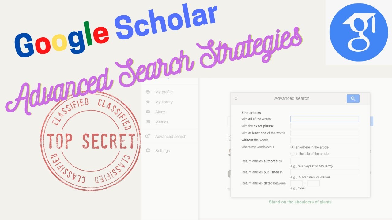 Advanced Search Strategies in Google Scholar | Academic Research - YouTube