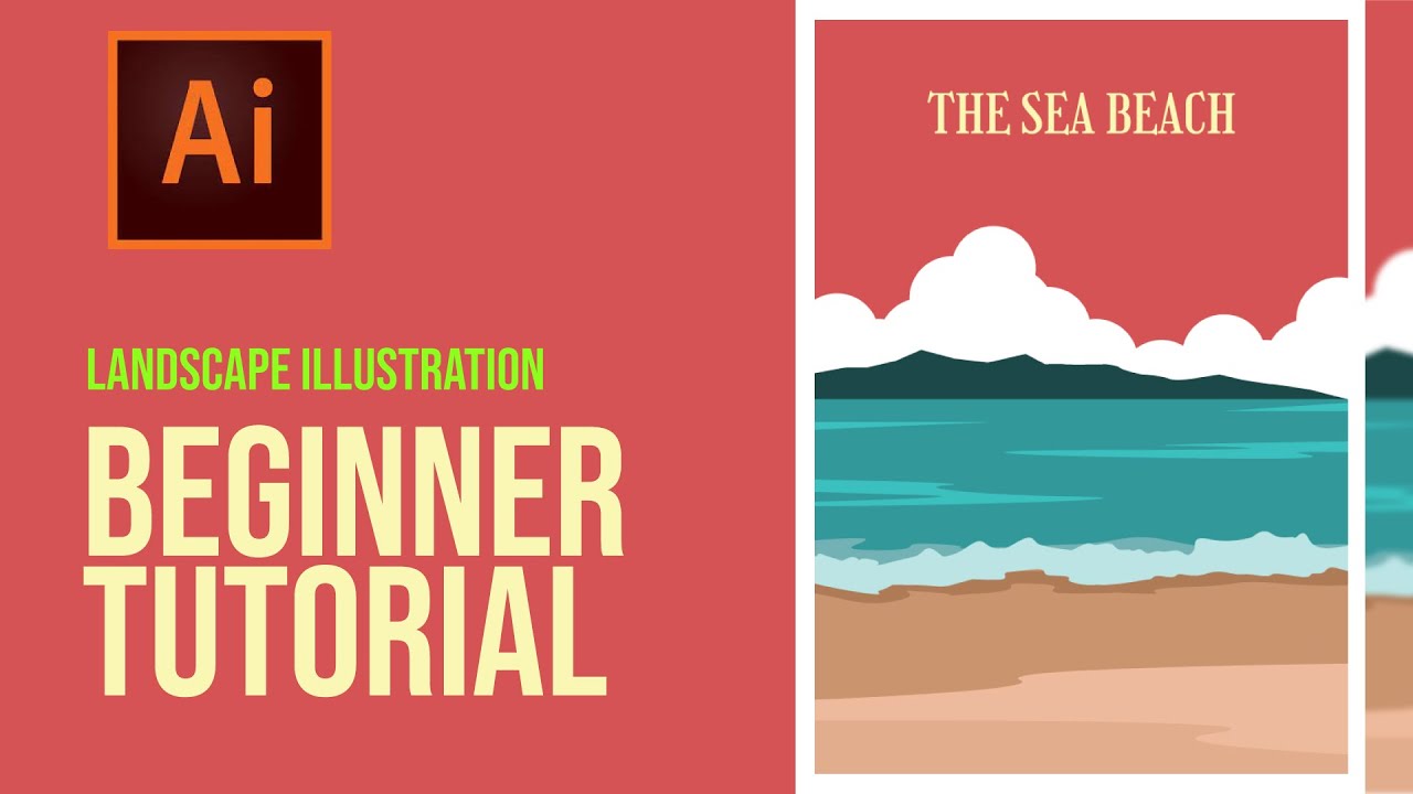 Minimal Travel Poster Landscape illustration Adobe Illustrator Tutorial ...