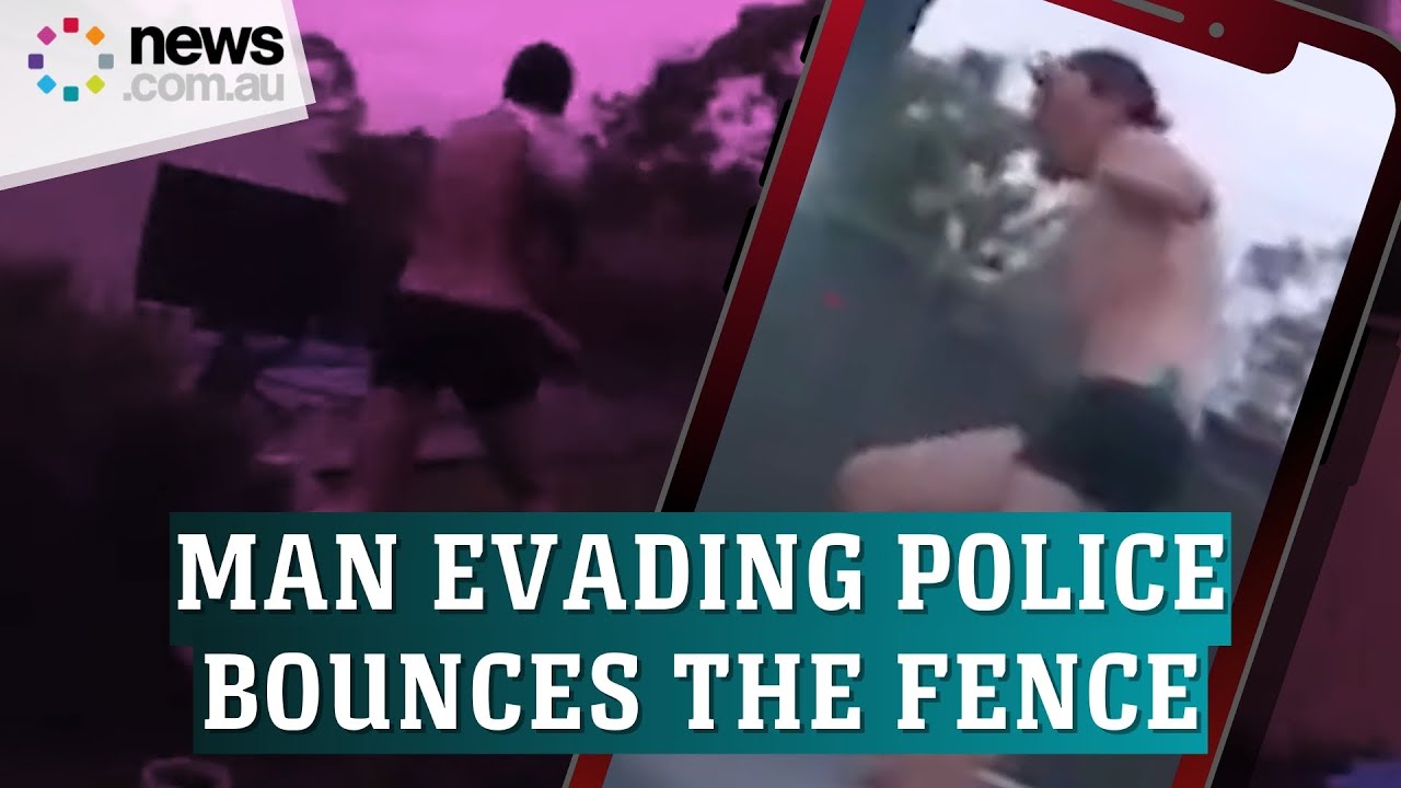 Police chase footage shows man using trampoline to escape - YouTube