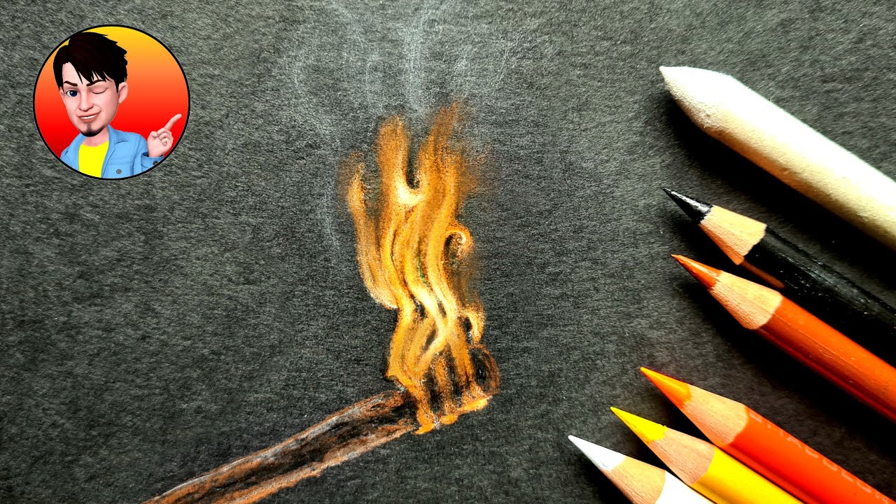 Draw realistic Fire of a Torch (Flame) - YouTube