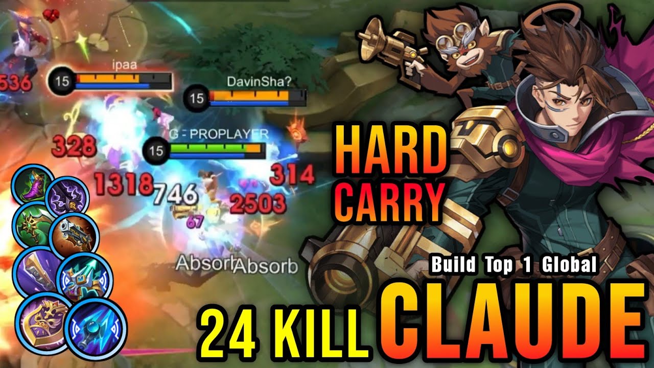 24 Kills!! Super Hard Carry Claude MVP 16.5 Points!! - Build Top 1 ...