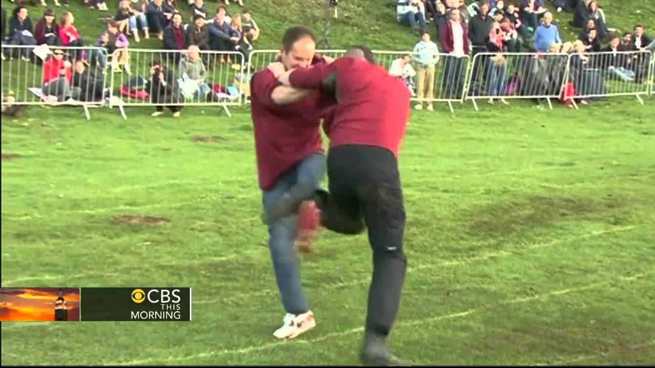 Shin kicking a competitive sport in England - YouTube