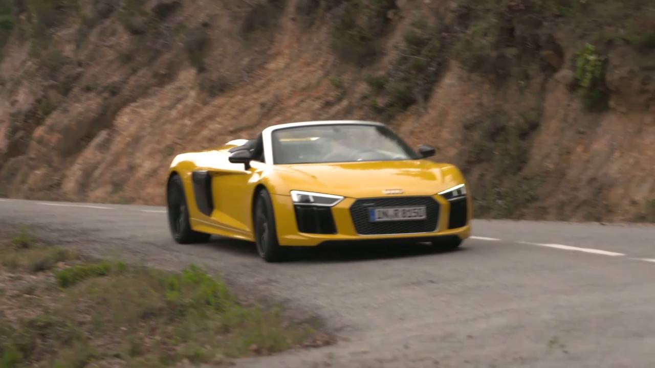 Audi R8 Spyder Driving Video in Yellow | AutoMotoTV - YouTube