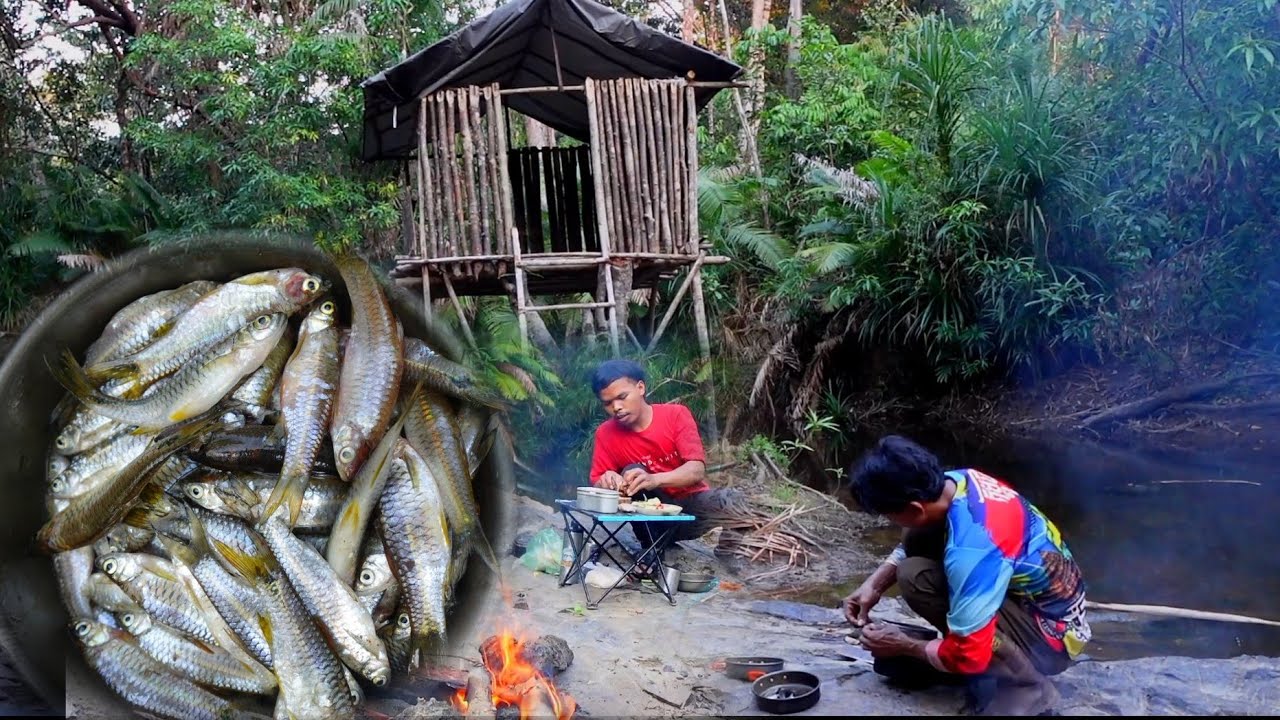 Camping Sleep in an old camp, fish fishing adventure,បោះជំរុំ ...