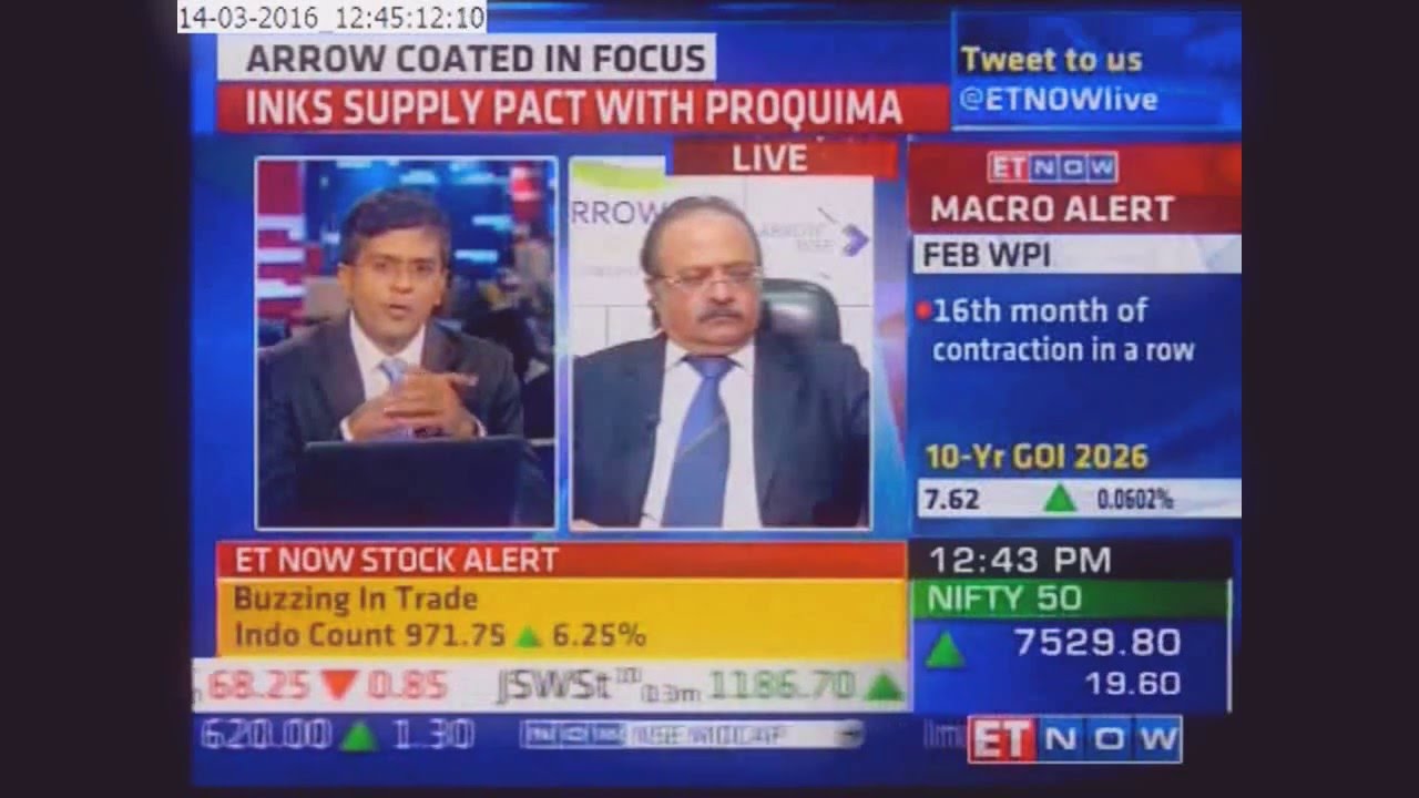 Arrow Coated Products LTD CMD Shilpan Patel ET Now 14th March - YouTube