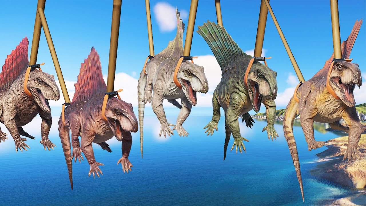 (🦖Jurassic World Evolution 2)20x Dimetrodon vs Giganotosaurus,T-Rex ...