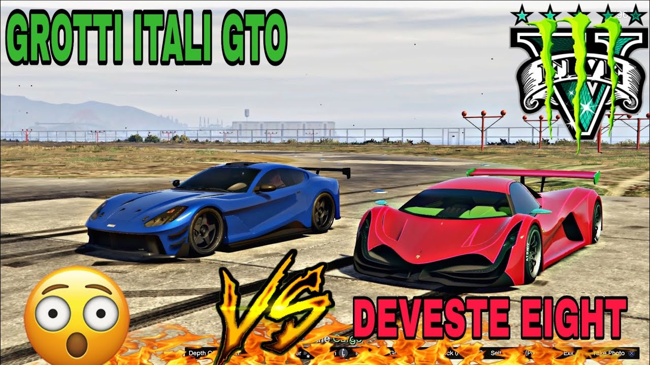 GTA 5 ONLINE NEW DEVESTE EIGHT VS GROTTI ITALY GTO "DRAG RACE " LET SEE ...