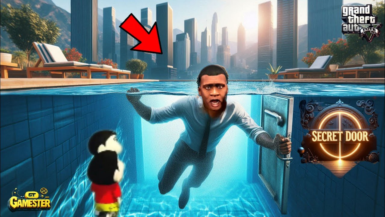 SHINCHAN,PINCHAN & FRANKLIN opened a SECRET DOOR Under Swimming Pool in ...