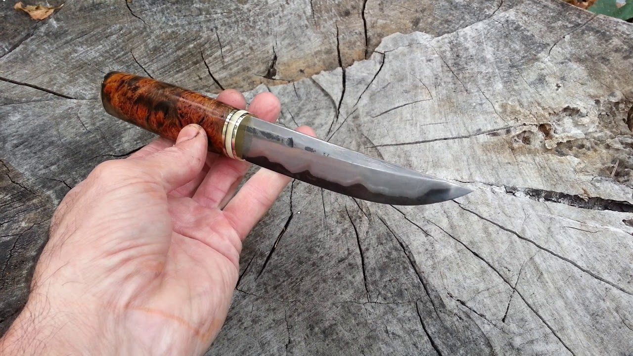 Laminated damascus blade with core from 420/ 52100 steel - YouTube