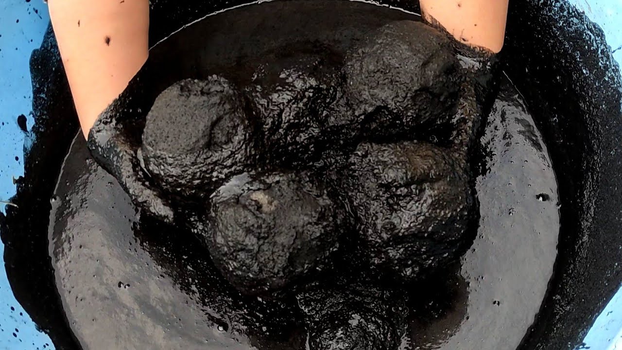ASMR: pure charcoal balls softy crumble dry+water+dipping ...