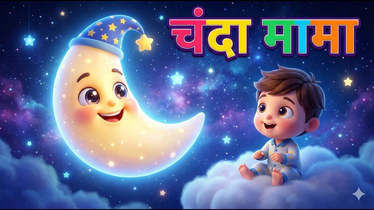 चंदा मामा आ गए | Chanda Mama Kids Song | Cute Hindi Cartoon Rhyme - YouTube