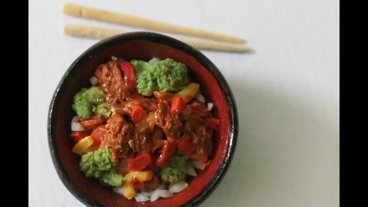 Beef Stir Fry Miniature Polymer clay tutorial - YouTube