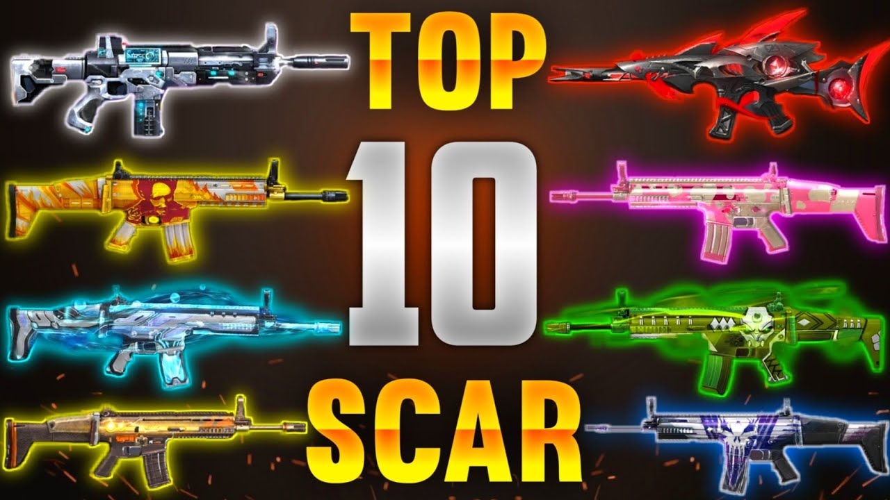 TOP 10 SCAR SKIN IN FREE FIRE 2021 || BEST SCAR SKIN IN FREE FIRE - YouTube