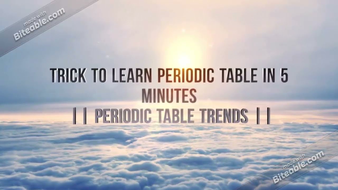Learn Periodic Table Trends In 5 Minutes Easy Trick To memorize ...