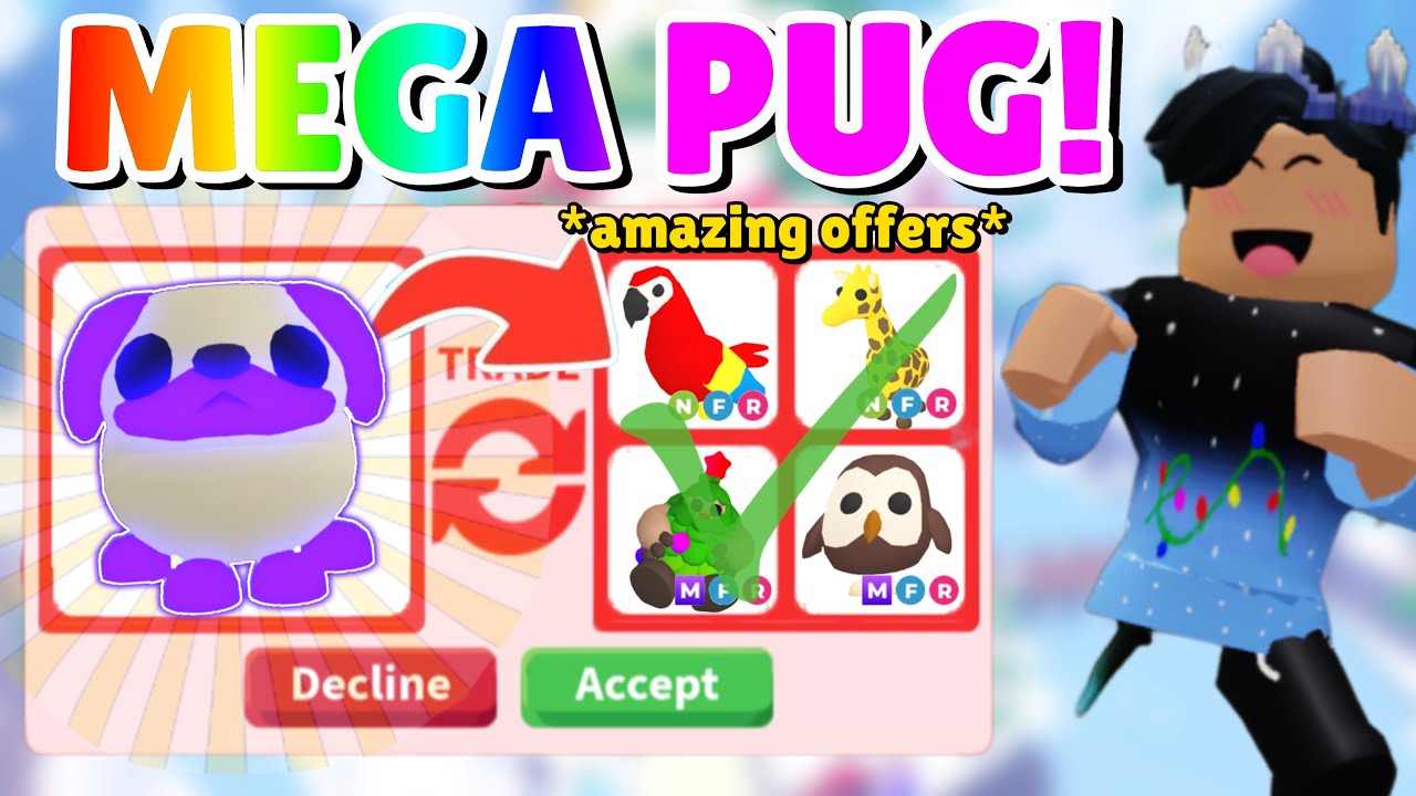 🌈🐶 *HUGE WIN* TRADING MEGA SNOWBALL PUG IN ADOPT ME! (ROBLOX) - YouTube