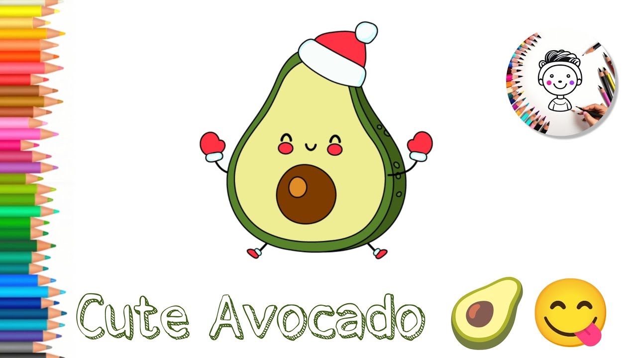How to draw: a Cute Avocado 🥑 😄| Art Tutorial | Step by Step - YouTube