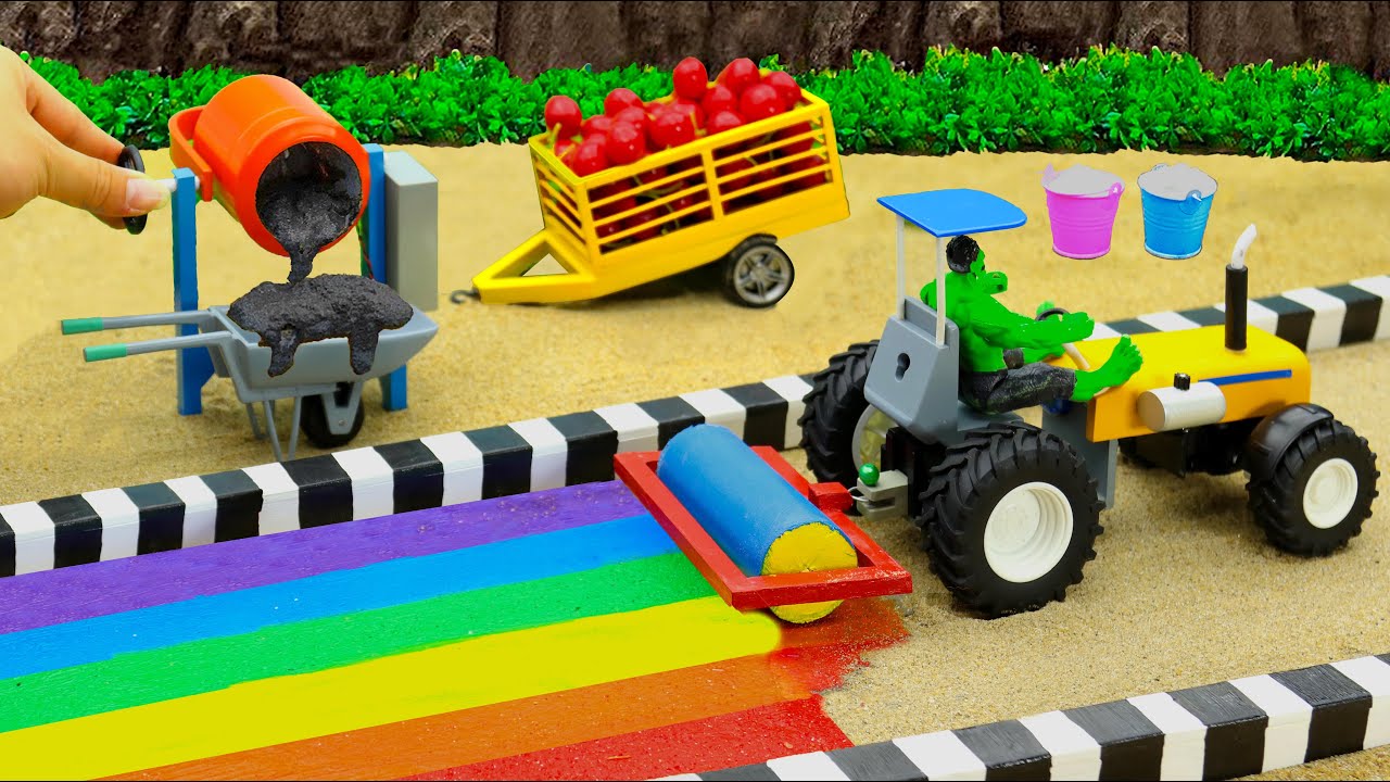 Diy tractor making mini Concrete Bridge | diy Rollers Rescue Heavy ...