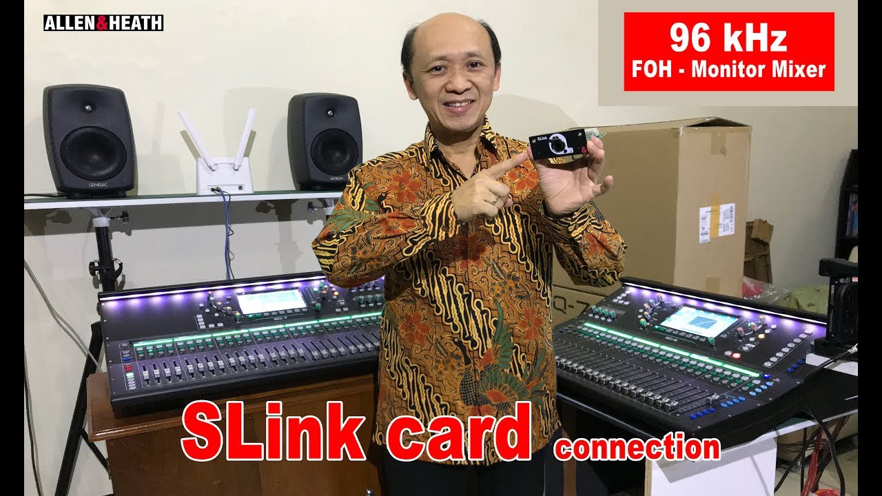Koneksi SLink card FOH - Monitor Mixer 48 ch input - YouTube