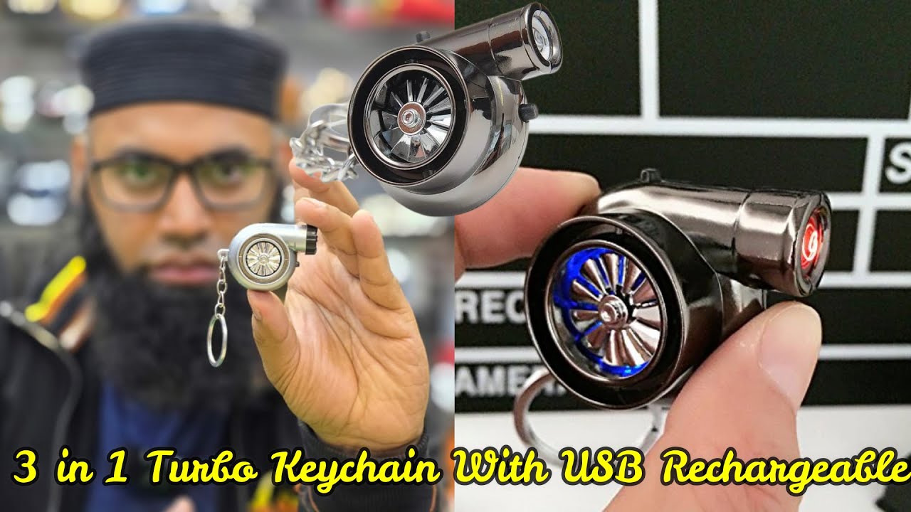 3 in 1 Turbo Key Chain With USB Rechargeable Option Key Ring with LED ...