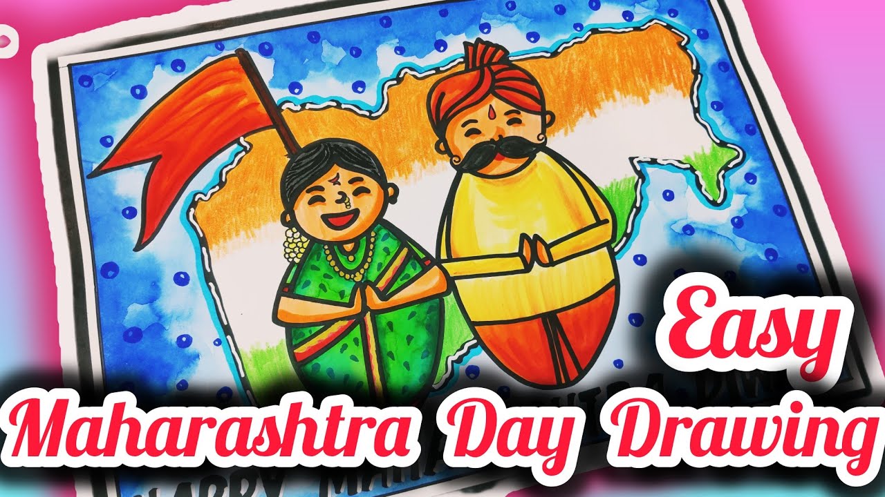 Maharashtra Day Drawing Easy//Maharashtra Din Poster Drawing Idea//How ...