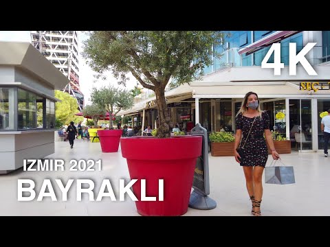 [4K] Izmir BAYRAKLI Walking Tour | Izmir's New Downtown, 14 September | Turkey 2021