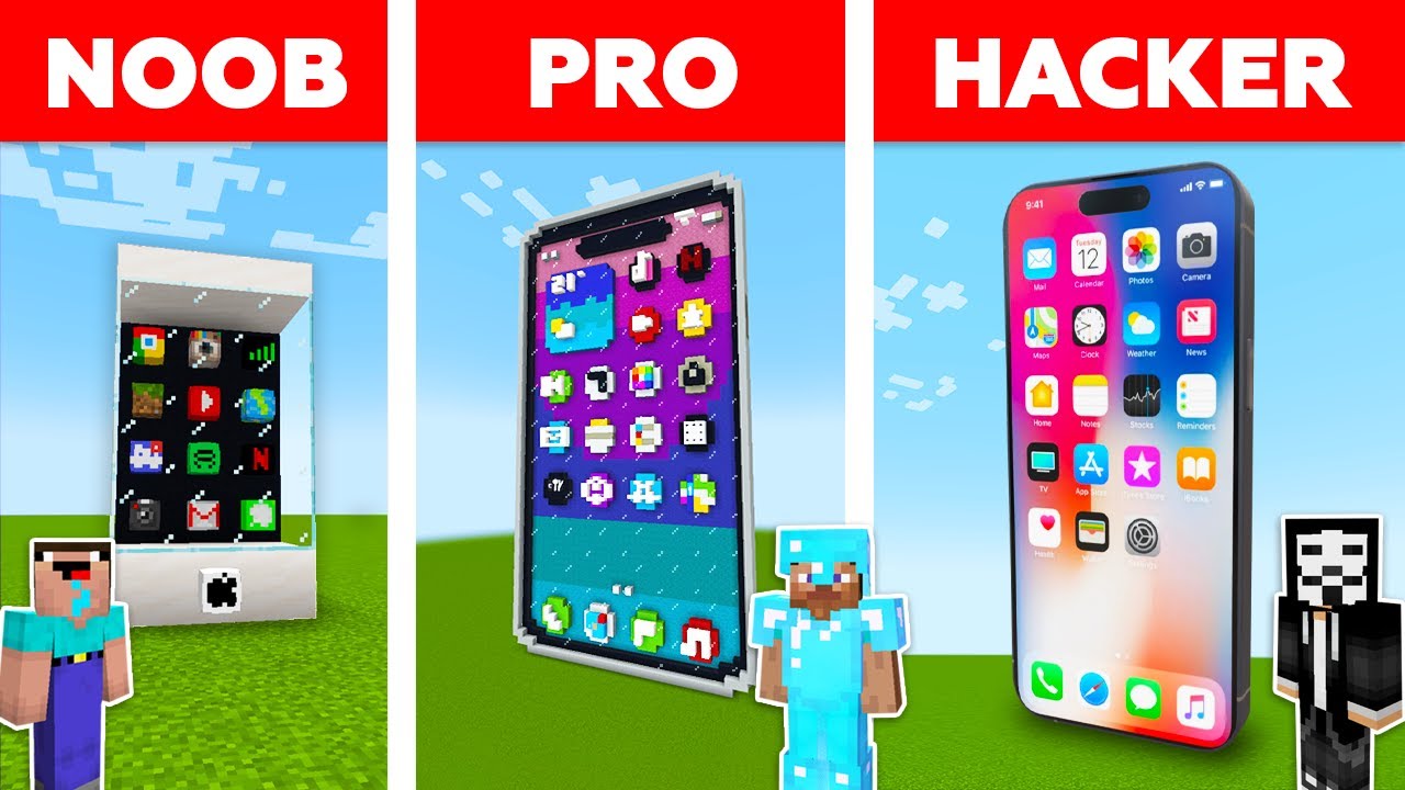 Minecraft WORKING IPHONE 15 PRO MAX HOUSE BUILD CHALLENGE - NOOB vs PRO ...