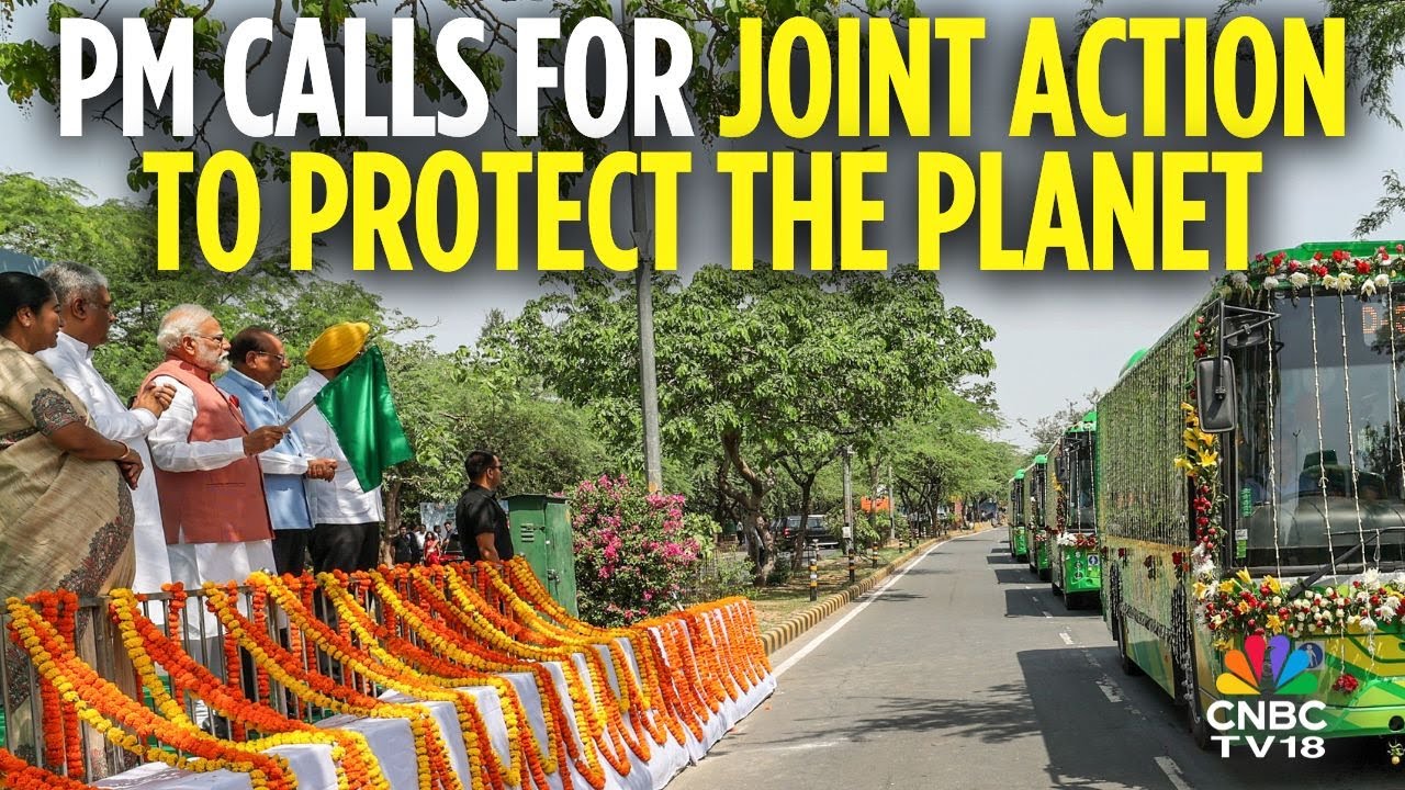 PM Modi Launches 200 E-Buses & Plants Sindoor Sapling | World ...