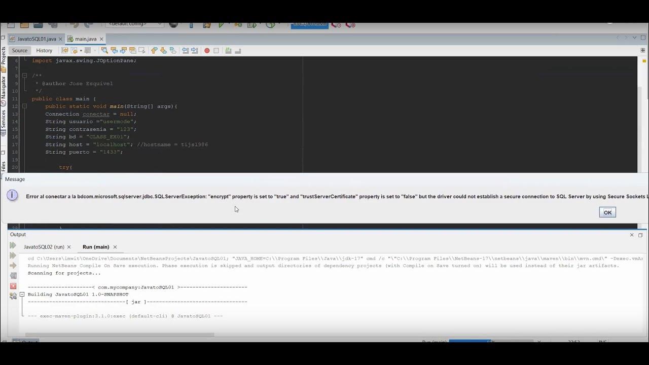 Sql Server Connect Database Error Conectar A Base De Datos Java Netbeans Youtube