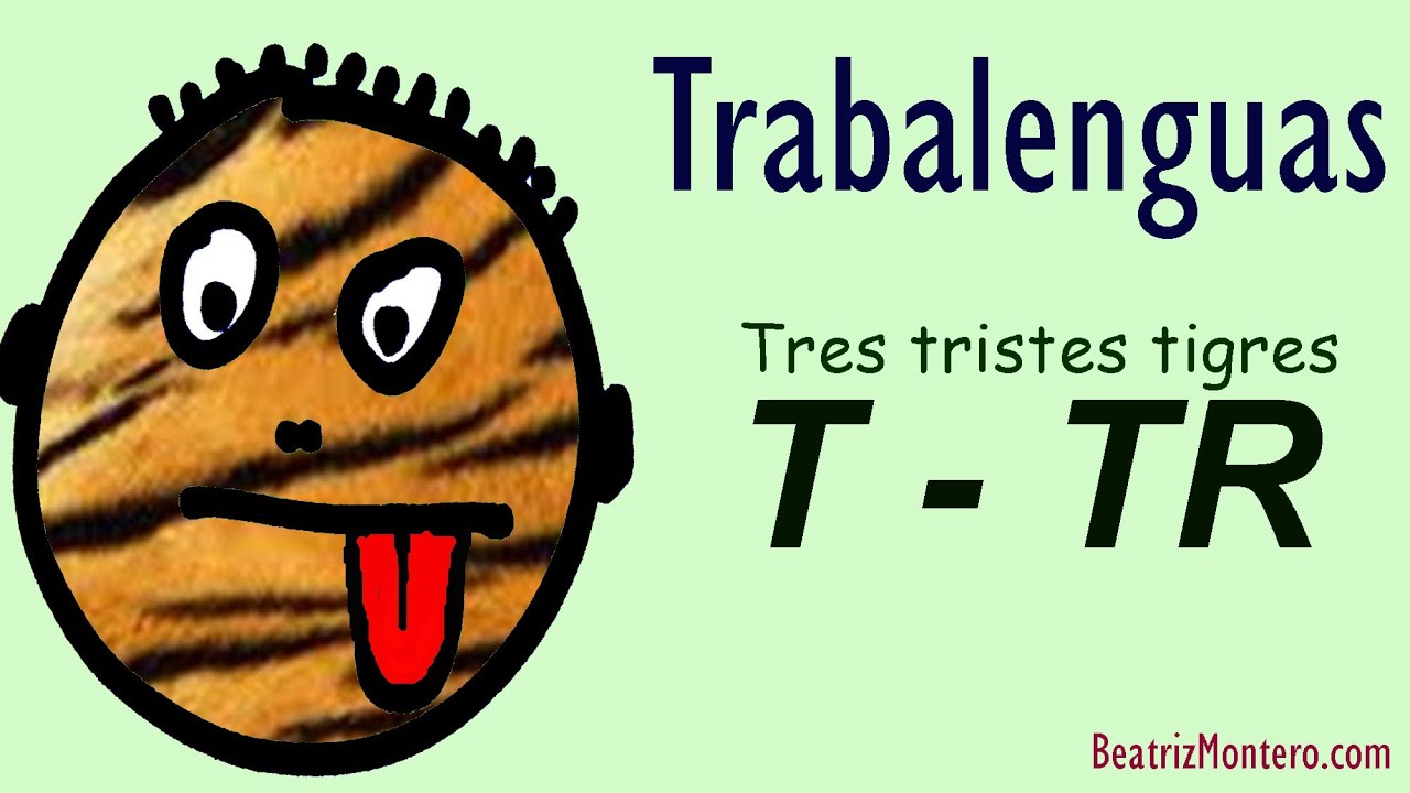Trabalenguas 08 - Tres tristes tigres - Pronunciación de TR - Con ...