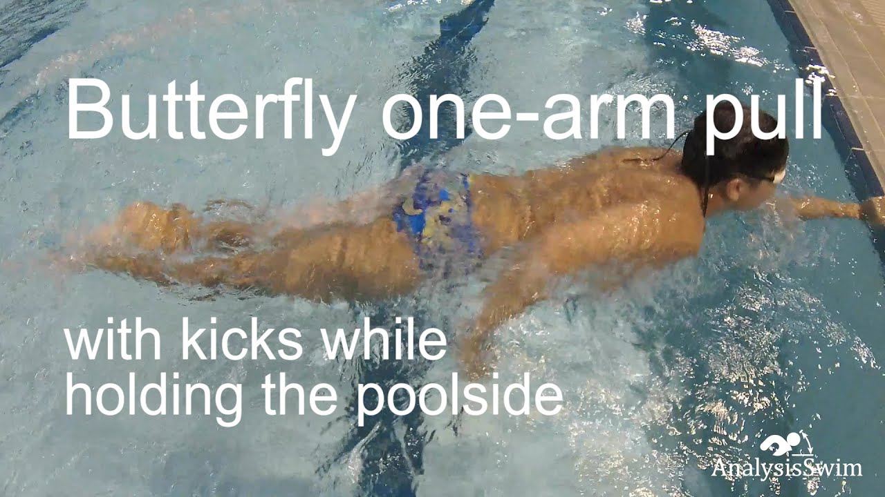 Butterfly one arm pull with kicks while holding the poolside - YouTube