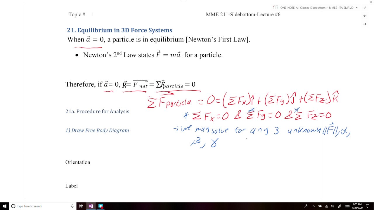 MME 211-L06-#21 Equilibrium of Particles in 3D Force Systems - YouTube