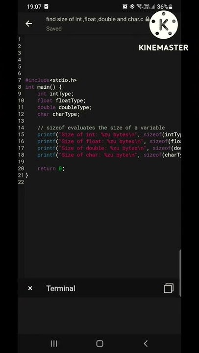 C Program to Find the Size of int, float, double and char - YouTube