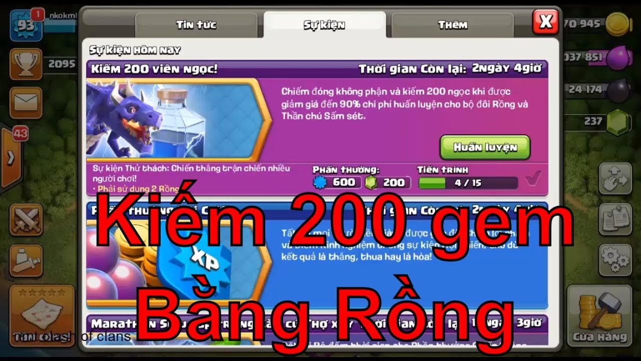 NMT | Clash of clans | Sự kiện 200 gem - Quẩy chay rồng kiếm gem - YouTube