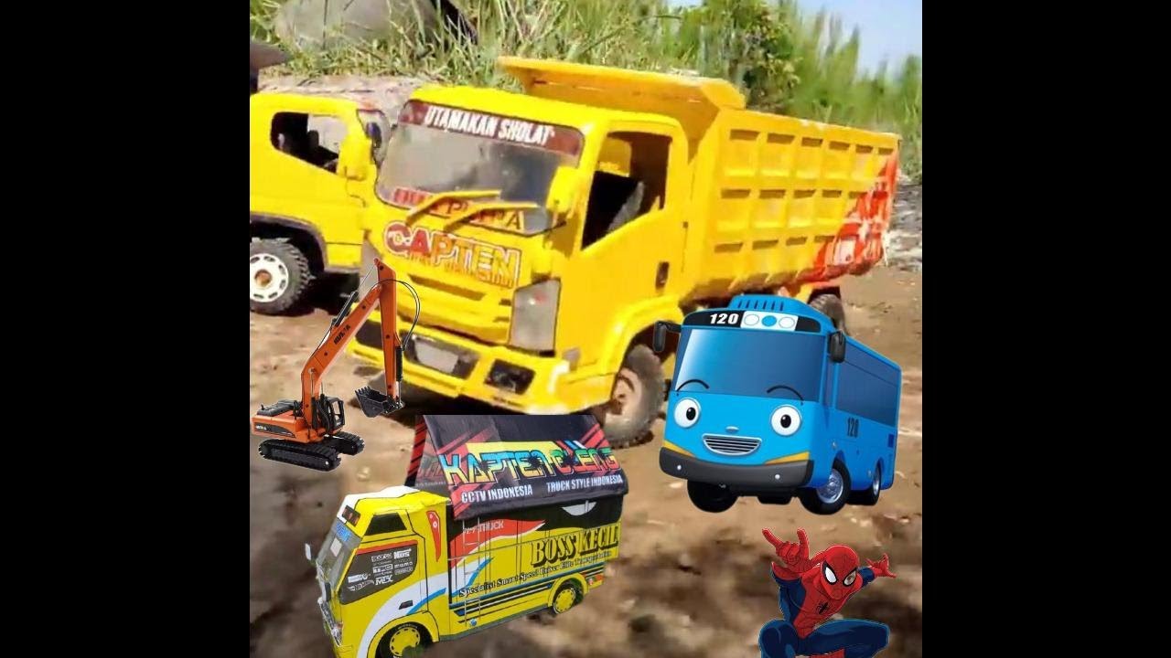 kumpulan mainan truk ekskavator bus mini untuk anak - YouTube