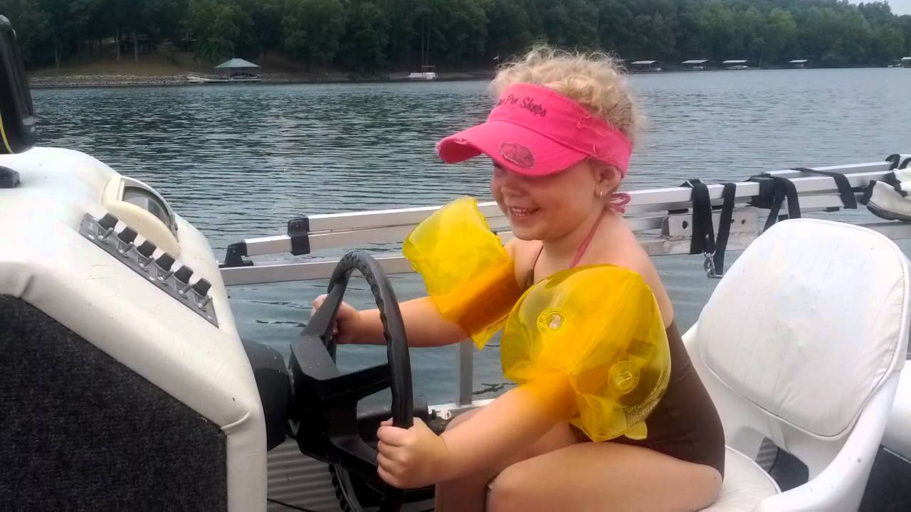 3 year old driving pontoon boat 1 - YouTube