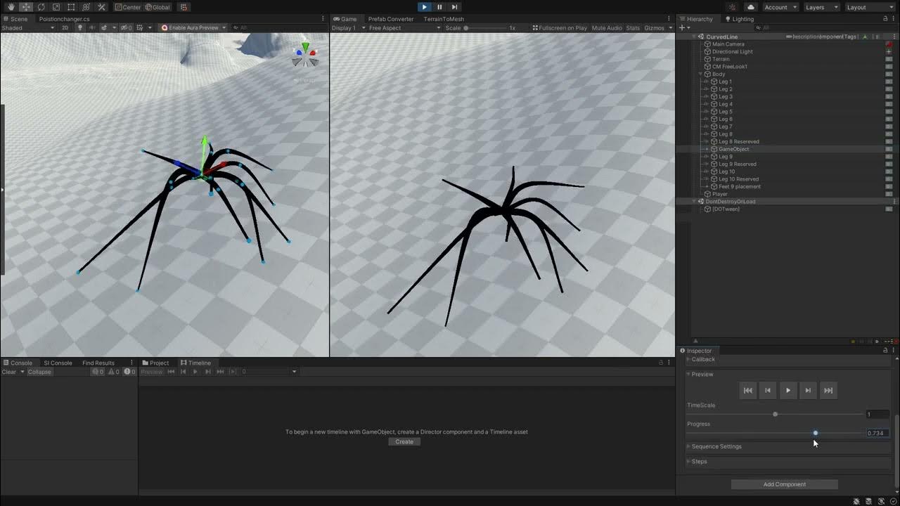 trying to create procedural Mimic creature legs movement in unity3d ...