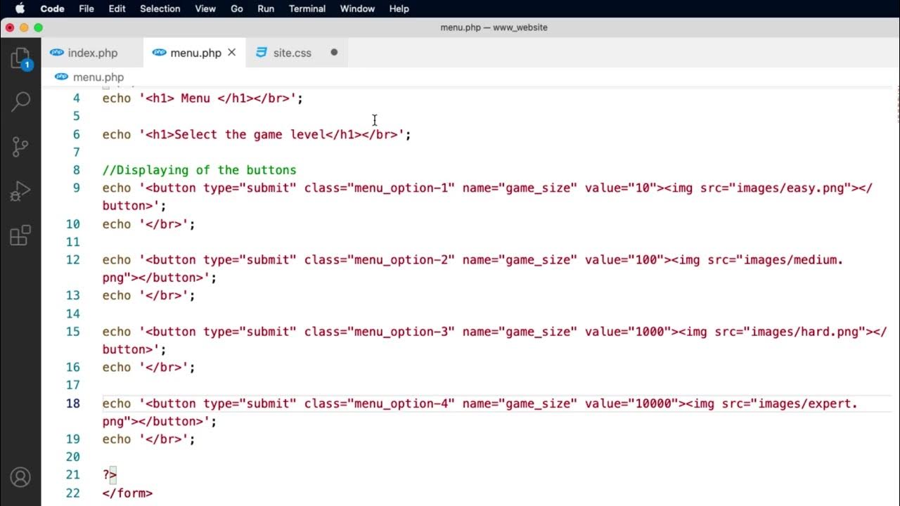 High-Low Game in PHP - 10. Customizing CSS for Menu Options in Web Development. - YouTube
