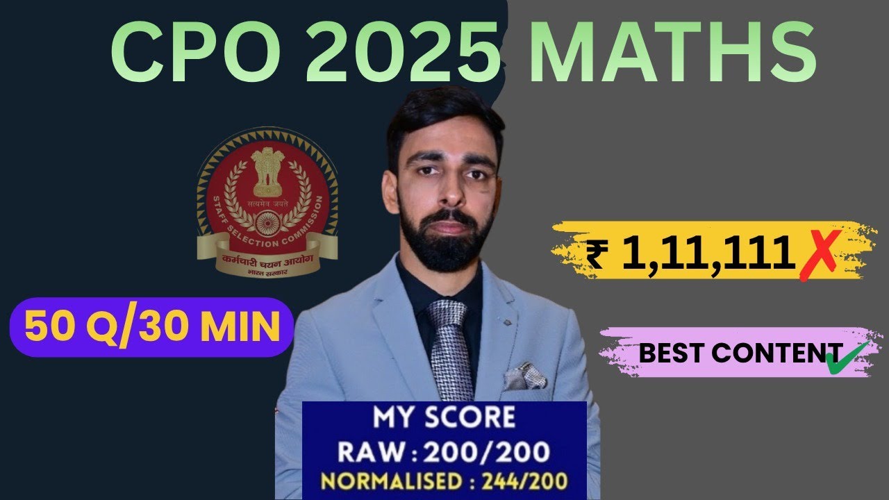 🔥 TACKLE SECTIONAL TIMER | SSC CPO 2025 EXAM MATHS set 01🔥 - YouTube