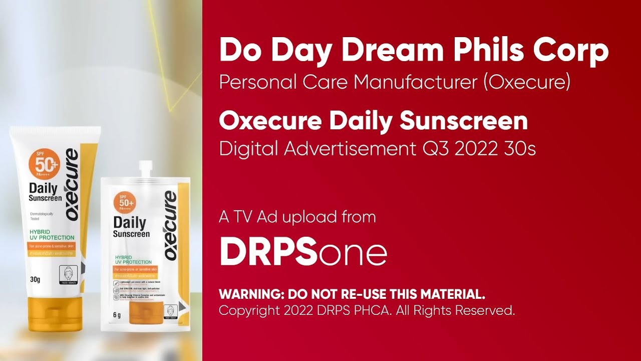 Oxecure Daily Sunscreen Digital Ad Q3 2022 30s (Philippines) - YouTube