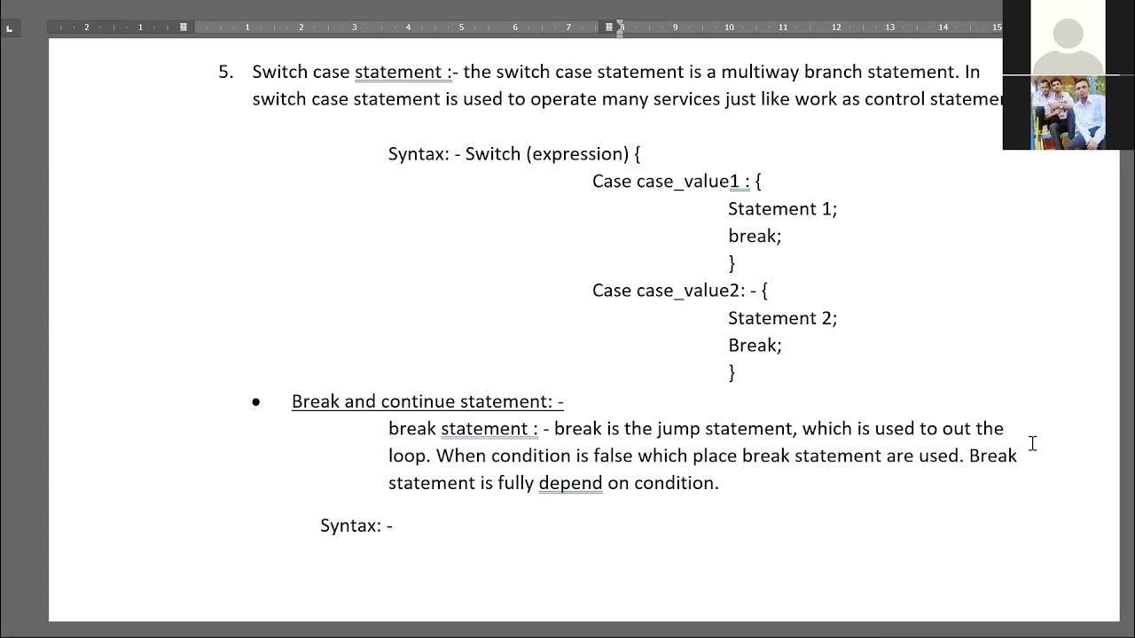 switch case, break,continue explain in java by yadav Sidhu - YouTube