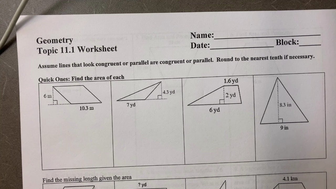 Geo Topic 11.1 Worksheet Help - YouTube