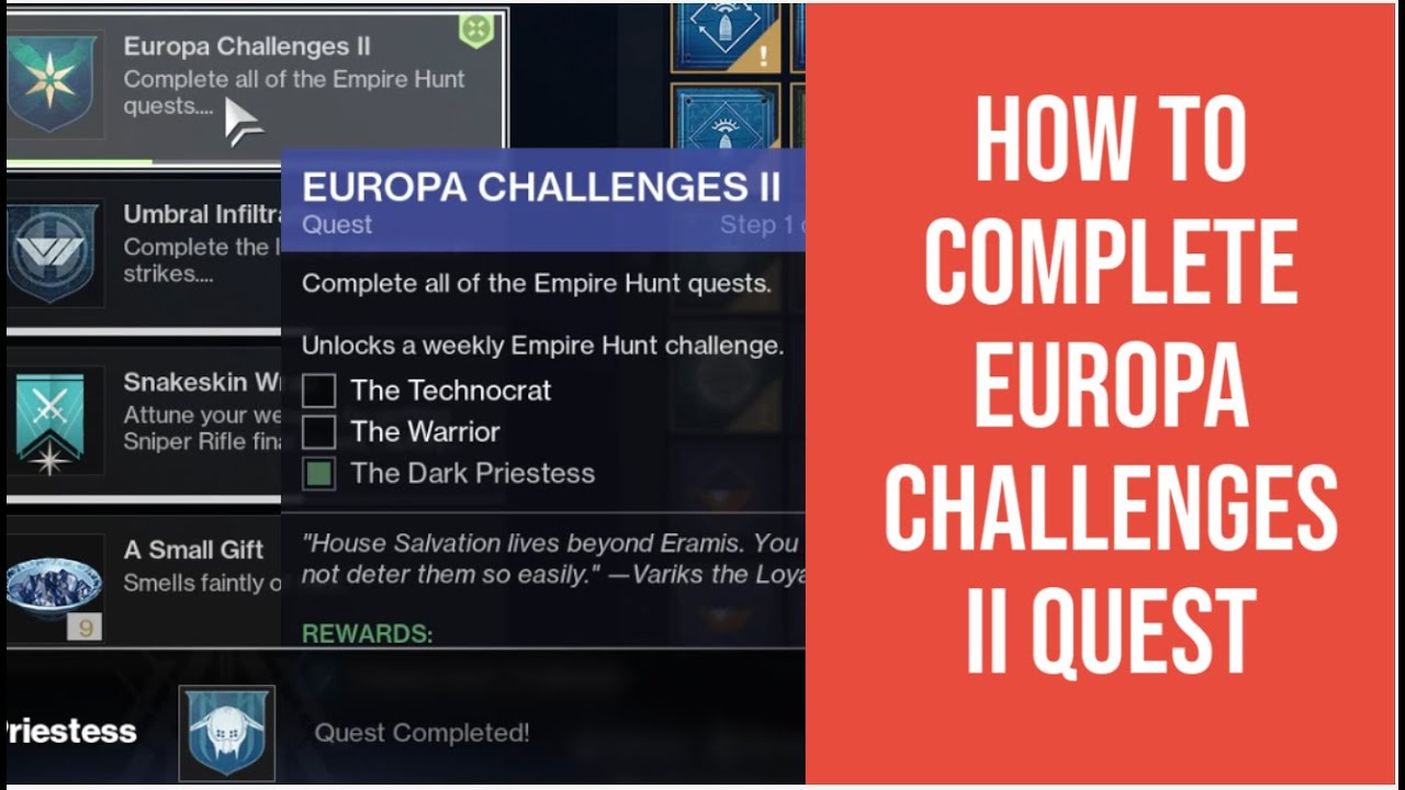 DESTINY 2 BEYOND LIGHT - EUROPA CHALLENGES II QUEST - HOW TO COMPLETE ...