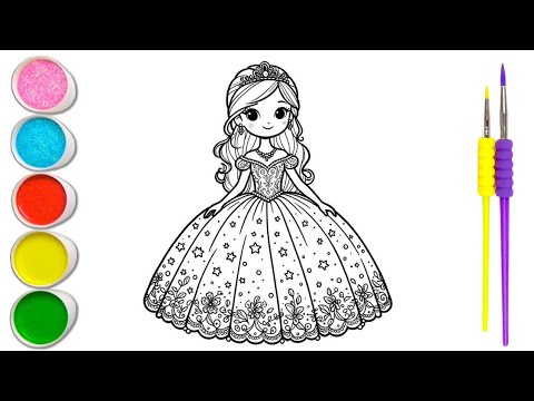 Beautiful Princess Drawing, Painting Colouring For Kids Toddlers | How ...