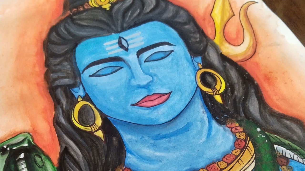 How to draw Mahadev drawing Water colour drawing easy and beautifu ...