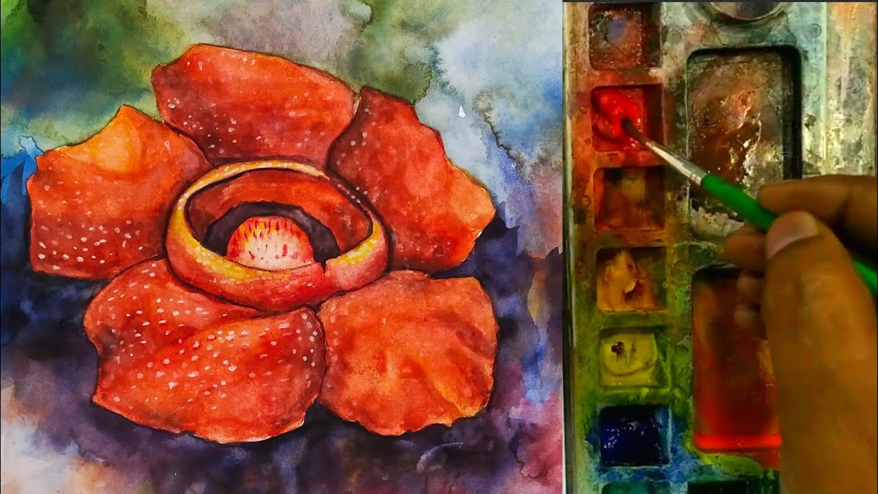Rafflesia Flower Watercolor Painting @ModernArtHub - YouTube