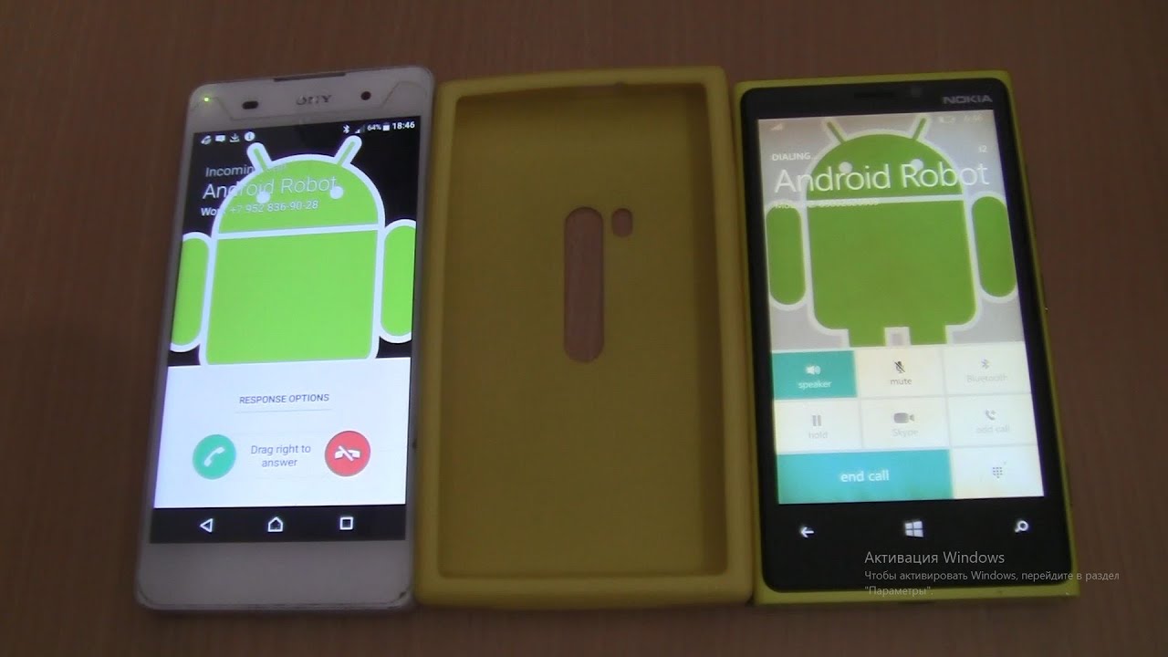 Android Robot Incoming call&Outgoing call at the Same Time Sony Xperia E5+Nokia Lumia 920 cover ...