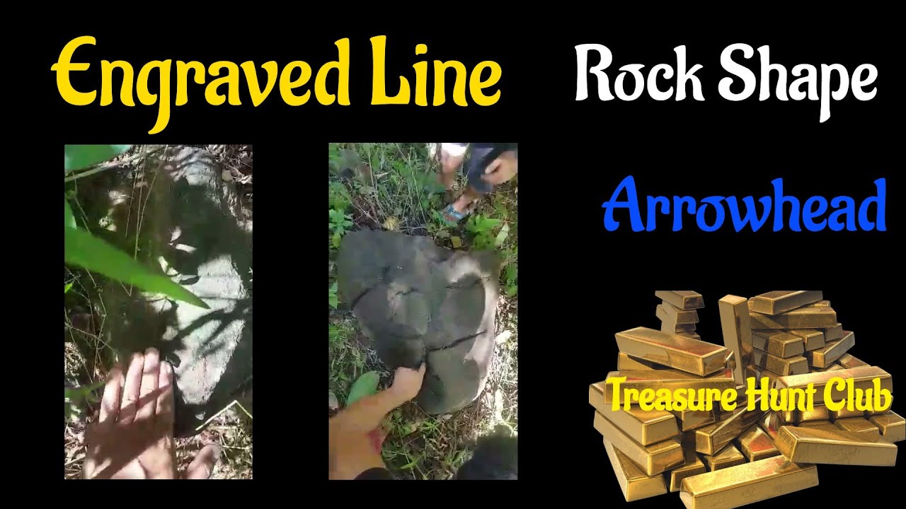 Treasure Under Engraved Treasure Sign and Arrowhead Shape Rock Marker ...