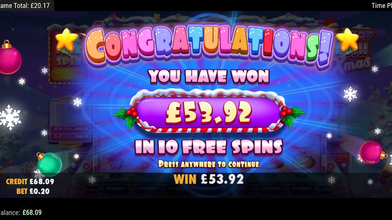 Sensational WIN Sugar Rush Xmas 0.20p bet - YouTube