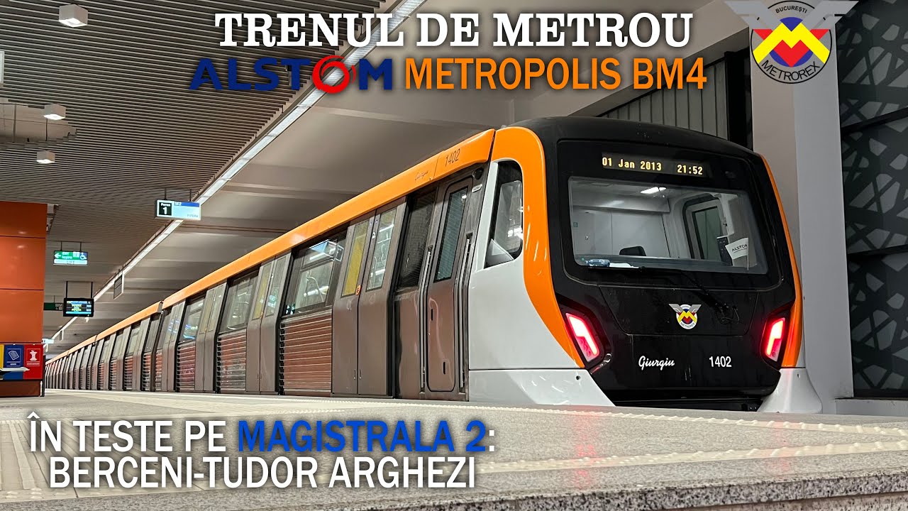 🚇 Trenul de metrou Alstom Metropolis BM4 1402-2402 "Giurgiu" efectuând ...