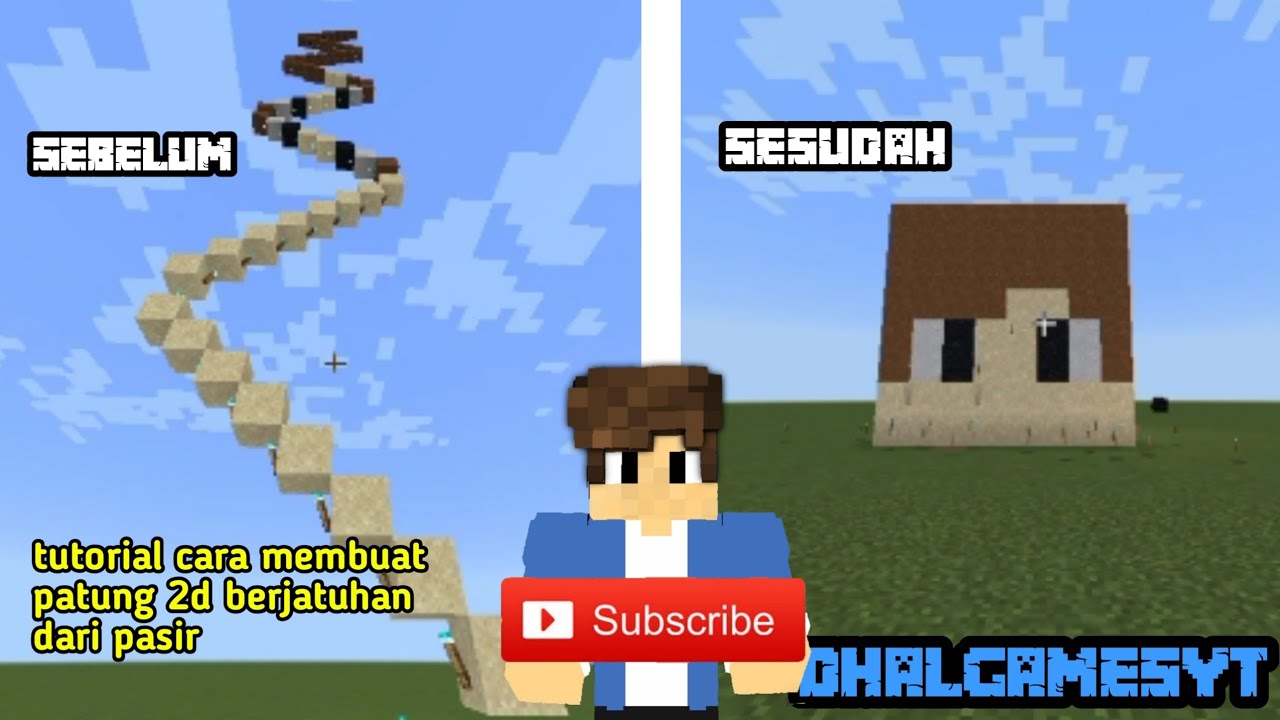 tutorial cara membuat patung kepala 2d dari pasir di Minecraft - YouTube